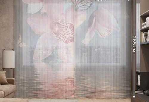 Новый Тюль "Орхидея" 310х265 см; 2 полотна, сетка