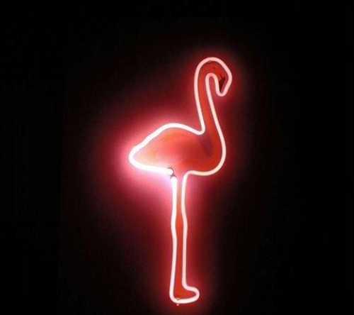Неоновая картина ночник фламинго
