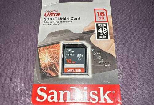 Карта памяти sdhc SanDisk Ultra 16Gb UHS-I 48MB/S