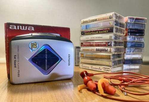 Кассетный плеер Aiwa HS-PS183 + наушники и кассеты