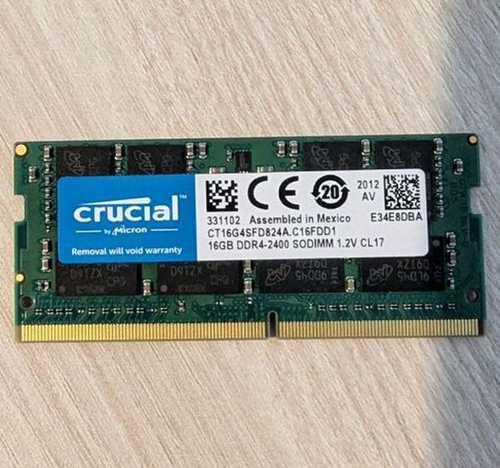 Оперативная память sodimm Crucial DDR4 16GB 2400 C