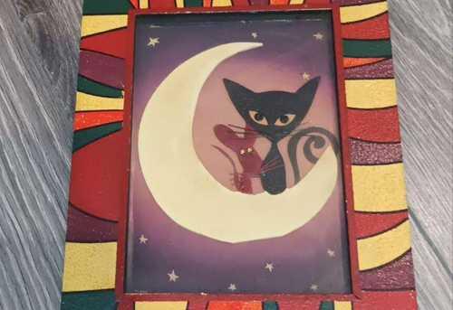 Картина Кот и мышь на луне