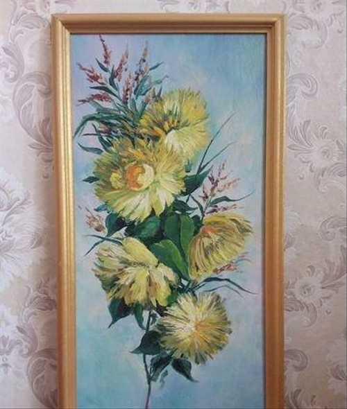 Картина "Хризантемы" масло, холст
