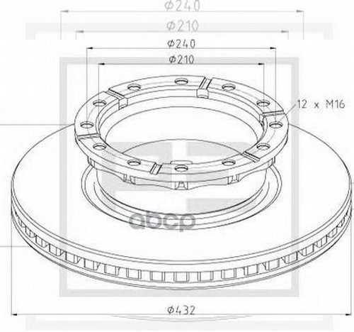 Диск тормозной 432/154.5x45/210 12n с отверсти
