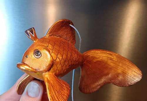 Золотая рыбка, ëлочное украшение, папье-маше