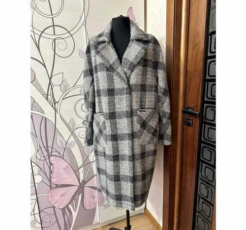 Пальто женское демисезонное 46 48 в клетку