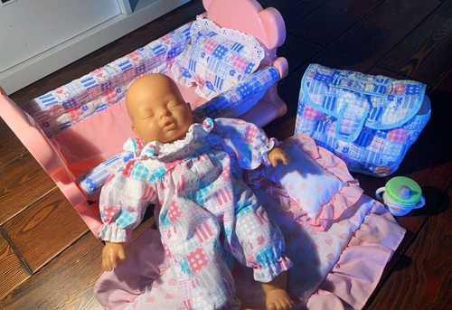 Кукла пупс с кроваткой винтаж (Lissi Batz)