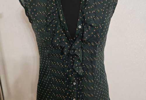 Massimo dutti блузка, шёлк, зелёная, 40 размер