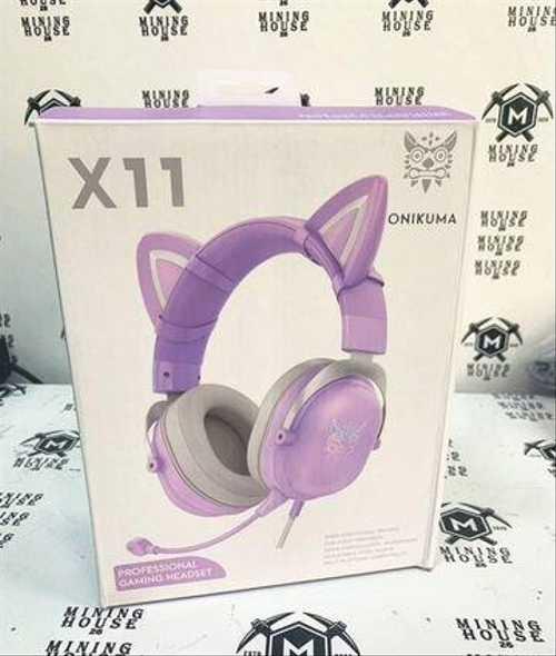 Игровые наушники с ушками onikuma x11 Purple