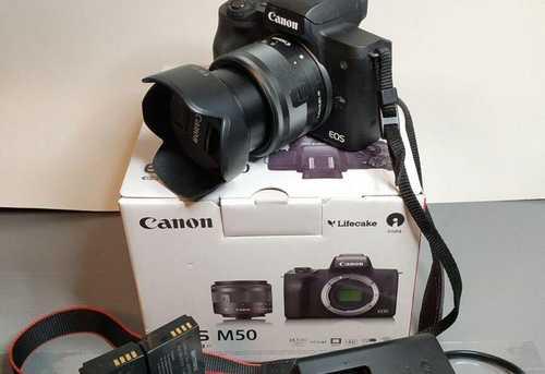 Беззеркальная камера Сanon M50 + 2 аккум. +бленда