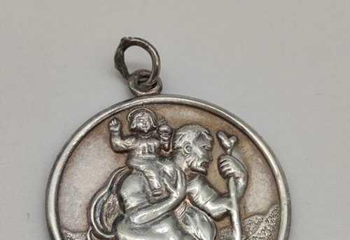 Жетон медаль Святой Христофор сер. XX в. серебро