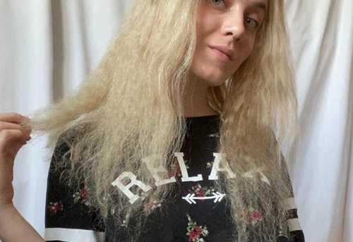 Система волос парик новый Натуральный блонд кудри