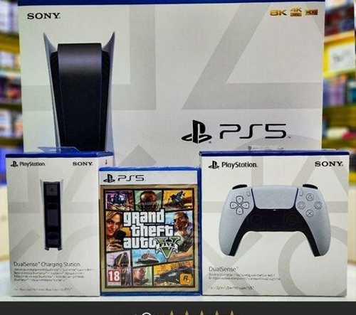 Sony Playstation 5 + Новая GTA5 + Док станция