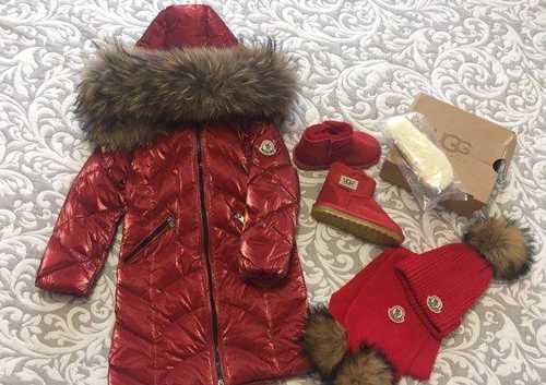 Пуховик moncler UGG и Шапка с шарфом