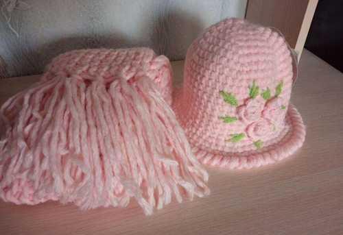 Комплект шапка и шарф для девочки новый