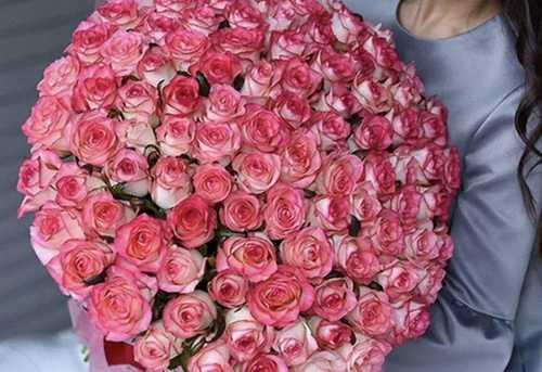 Розовые розы крупные 70 см