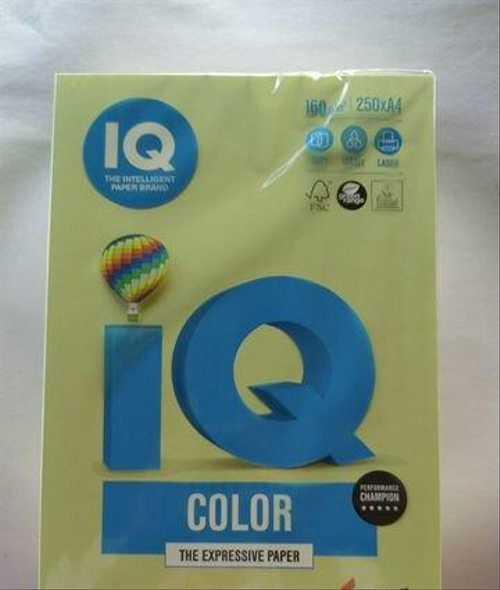 Бумага офисная А4 IQ color 160 гр. Лимонн-желтый