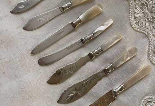 Нож Натуралтный перламутр+серебро+серебрение