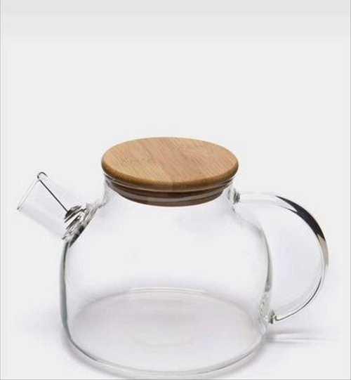 Заварочный чайник с бамбуковой крышкой 0.9л