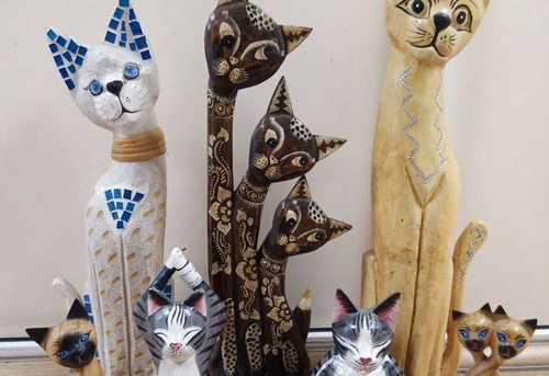 Статуэтки кошек / дерево,ручная работа/ Индонезия