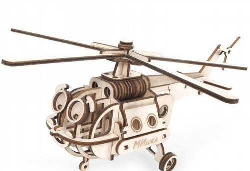 Конструктор 3D деревянный подвижный Вертолет мишка