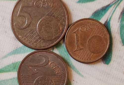 Монеты 1, 2 и 5 евро цент