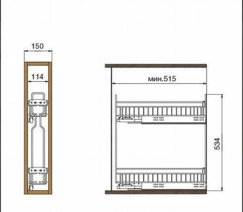 Бутылочница/Сетка в базу 150 с доводчиком