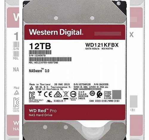 Внутренний HDD диск WD Red Pro 12TB, SATA3, 3.5"