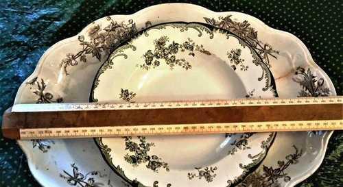 Блюдо большое и тарелка фарфор Кузнецова 19 век