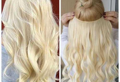 Волосы на заколках блонд