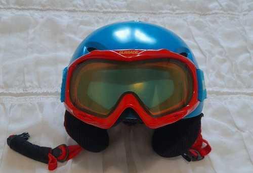 Горнолыжный шлем и очки, детский комплект