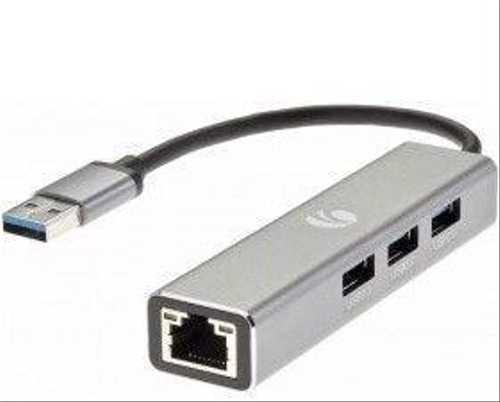 Vcom DH312A Переходник USB 3.0 -RJ-45 1000Mbps+3 U
