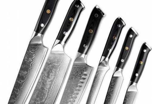 Набор Кухонных Ножей 6 шт. из Дамасской стали