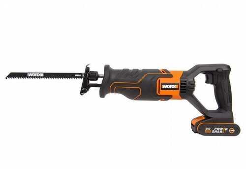 Сабельная пила аккумуляторная worx WX500, 2Ач х1