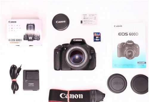 Фотоаппарат Canon 600d (пробег 14к) kit + 8гб