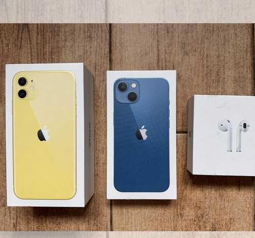 Оригинал. Коробка iPhone 13 и 11. Коробка airpods