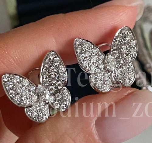 Золотые серьги Van Cleef butterfly бабочки