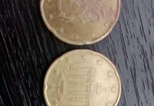 2 монеты 20 евроцентов