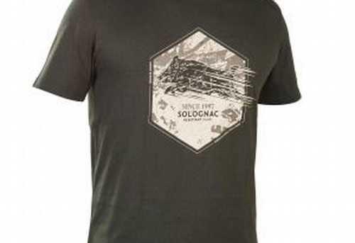 Охотничья футболка 100 хлопок кабан зеленый sologn