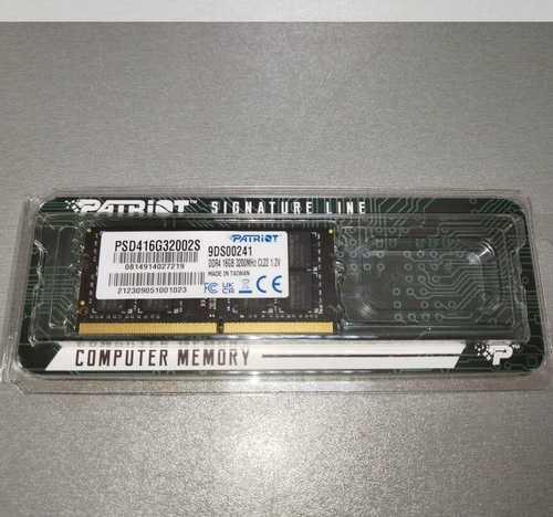 Оперативная память 16GB DDR4 Patriot 3200мhz