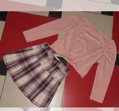 Next лонгслив юбка клетчатая H&M 7 лет 