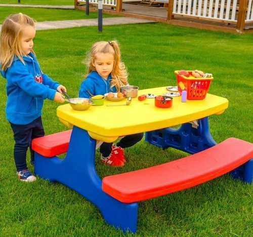 Стол садовый с лавочками Unix Kids Garden Yellow