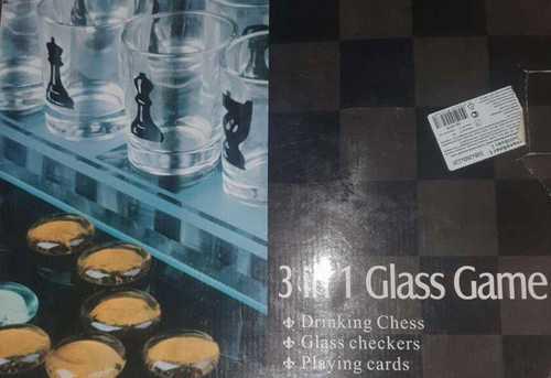 Набор игр в шахматы 3 в 1 стекло