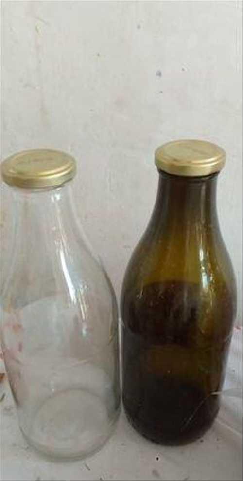 Бутылки стеклянные с крышками и пробками