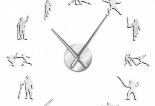 Часы настенные «фехтование» серебро
