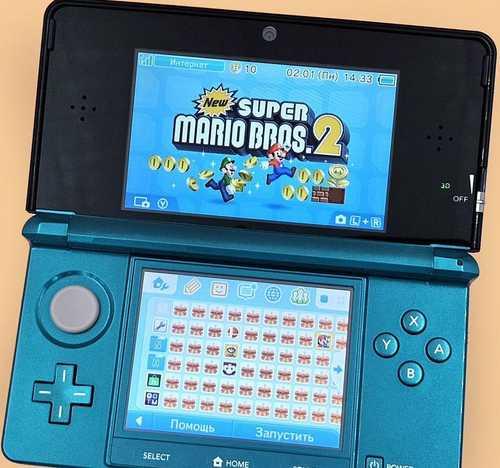 Nintendo 3DS Бирюзовая, 200 игр, 128 gb