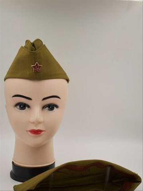 Пилотка солдатская образца са СССР с лентой из кож