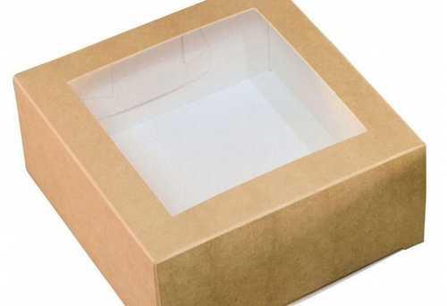Крафт коробки с окошком самосборная квадрат
