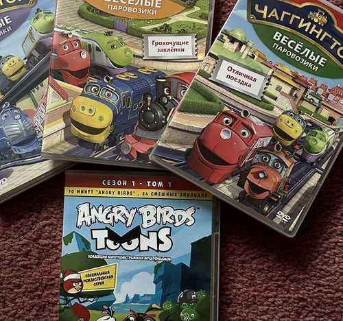 DVD диски чаггинтон (3 штуки) и angry birds