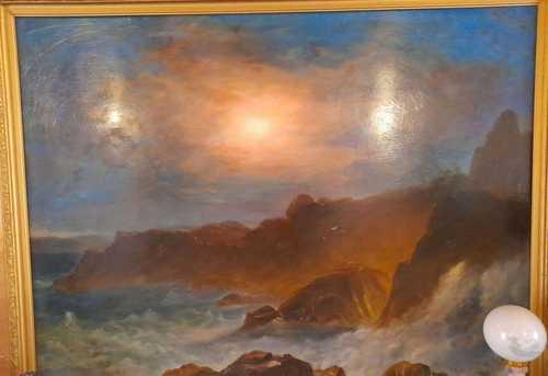 Картина маслом пейзаж море,шторм.Авторская работа